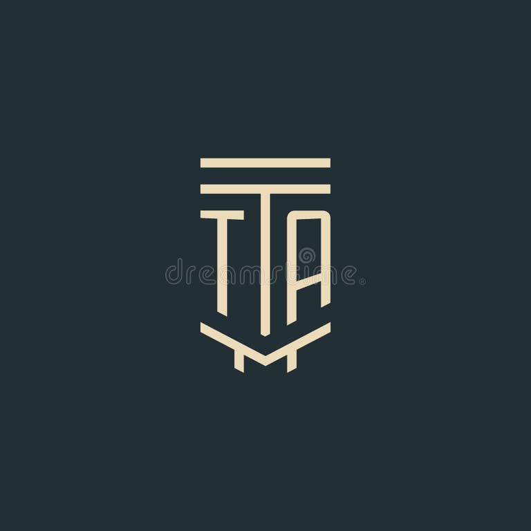 TA Initial Monogram with Simple Line Art Pillar Logo Designs Stock ...