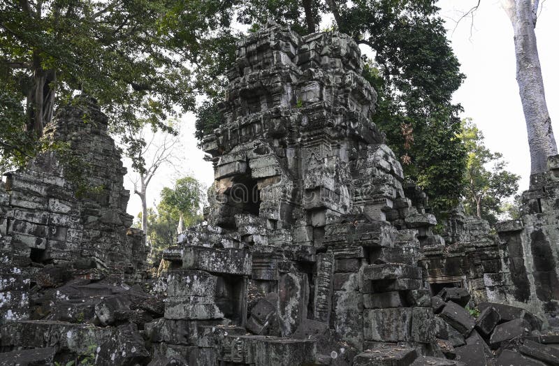 View of the Ta Prohm Temple, Angkor Thom Stock Photo - Image of ...