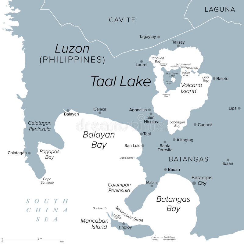 Taal Volcano Filled by Taal Lake, Political Map Stock Vector ...
