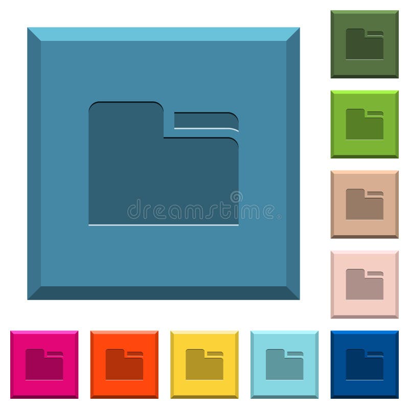 Tab Folder Engraved Icons on Edged Square Buttons Stock Vector ...