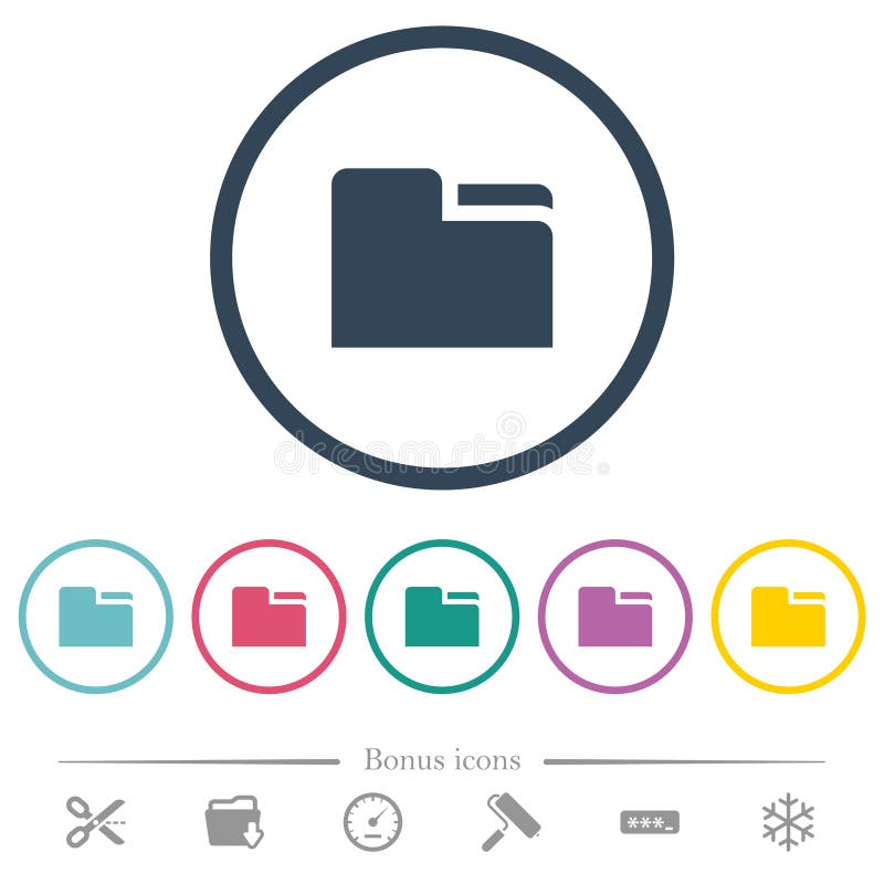 Tab Folder Flat Color Icons in Round Outlines Stock Vector ...