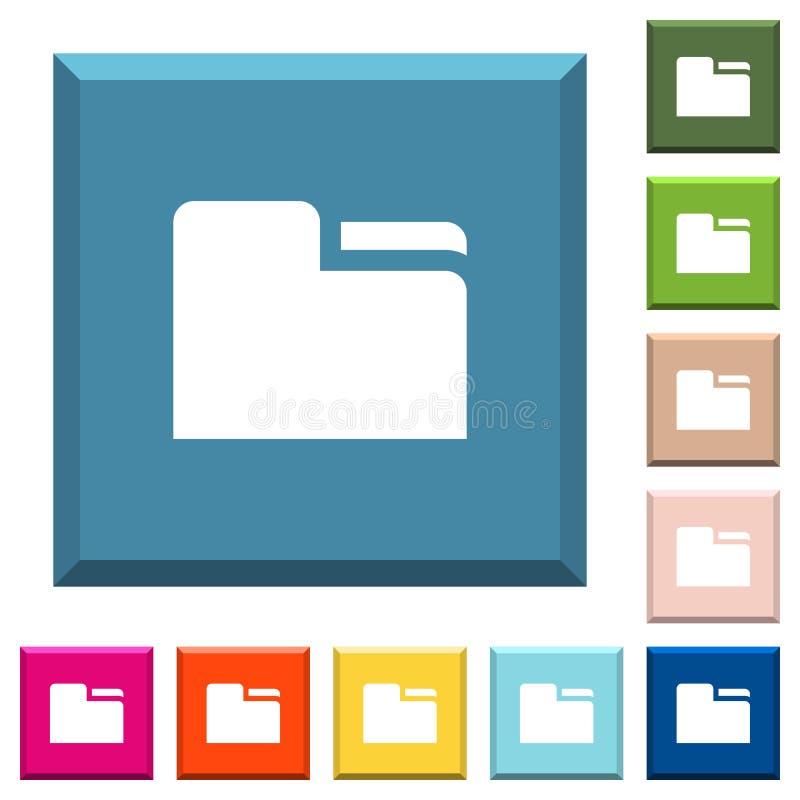 Tab Folder White Icons on Edged Square Buttons Stock Vector ...