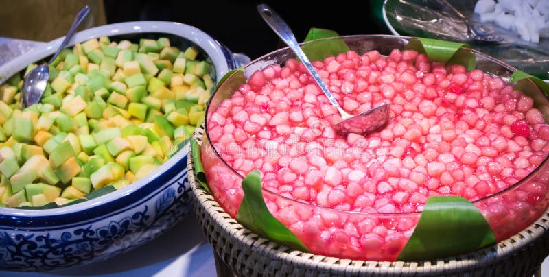 Tab Tim Grob, Mock Pomegranate in Coconut Syrup and Melon Stock Image ...