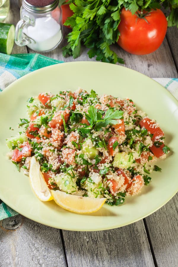 Tabbouleh Salad with Couscous Stock Image - Image of vegan, lemon ...