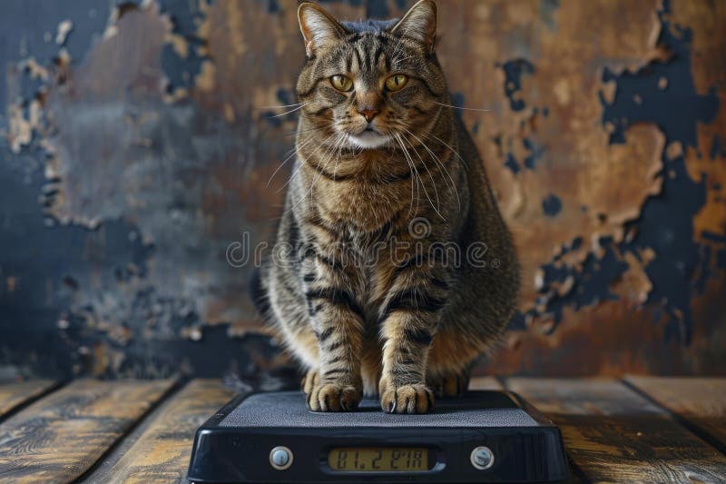 Tabby Cat on Digital Scale with Attitude Stock Photo - Image of sitting ...