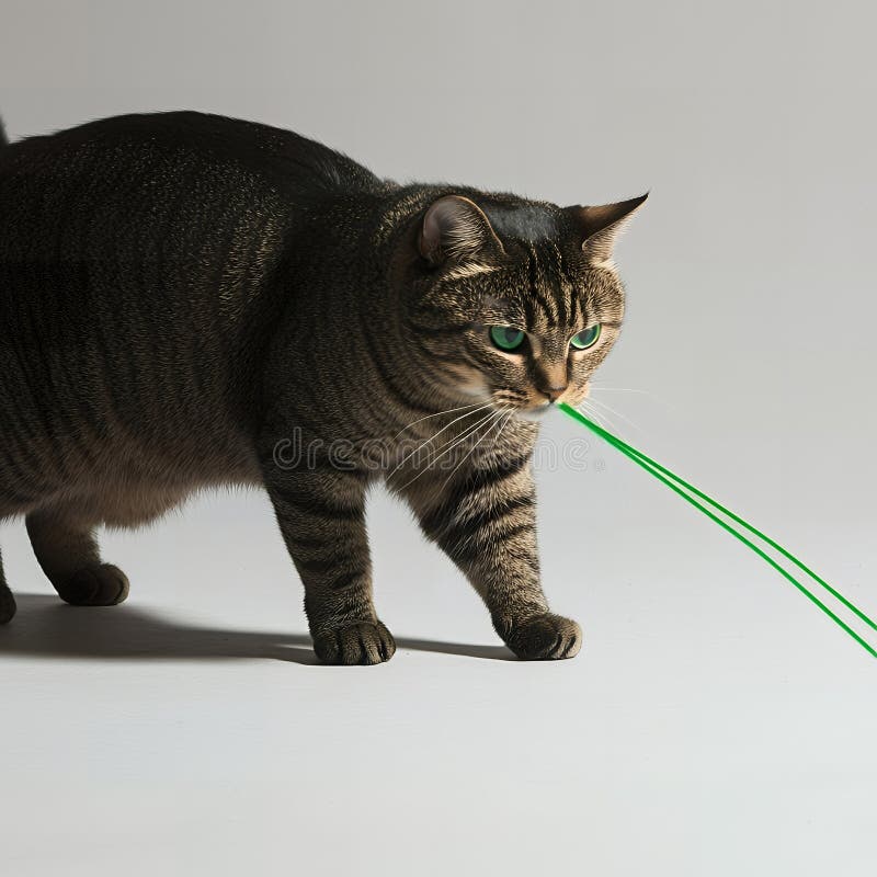 Tabby Cat Playing with a Laser Pointer Stock Illustration ...