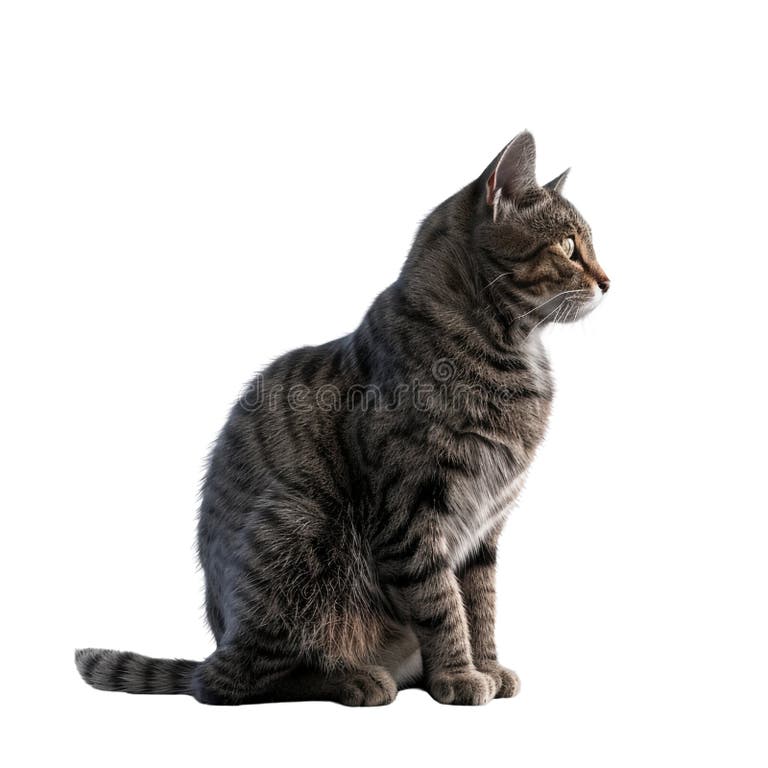 Tabby Cat Sitting Profile stock photo. Illustration of brown - 348119922