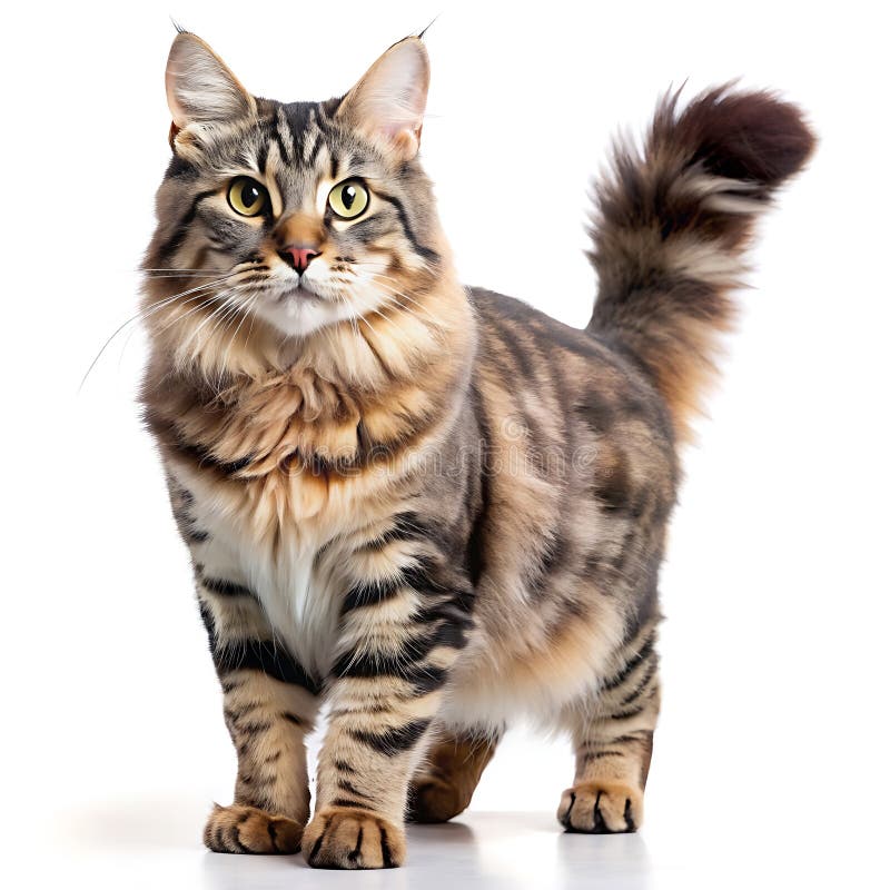 Tabby Cat Standing on White Background Stock Illustration ...