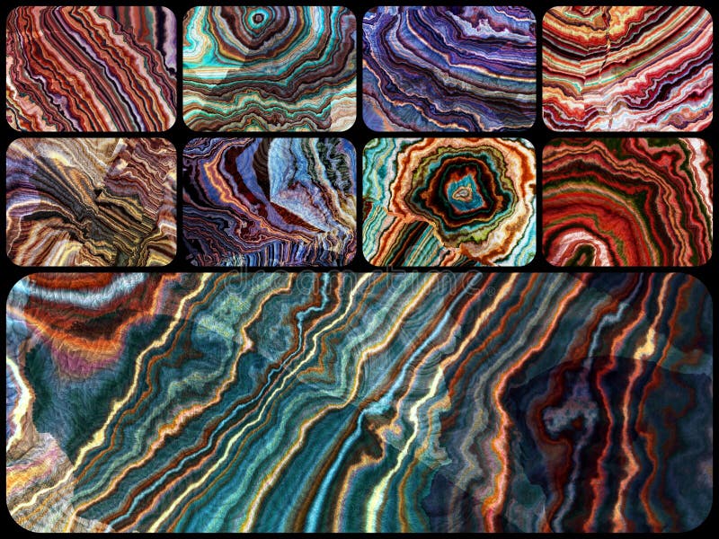 Tabby Gem Collage - Agate Texture Stock Photo - Image of finishing ...