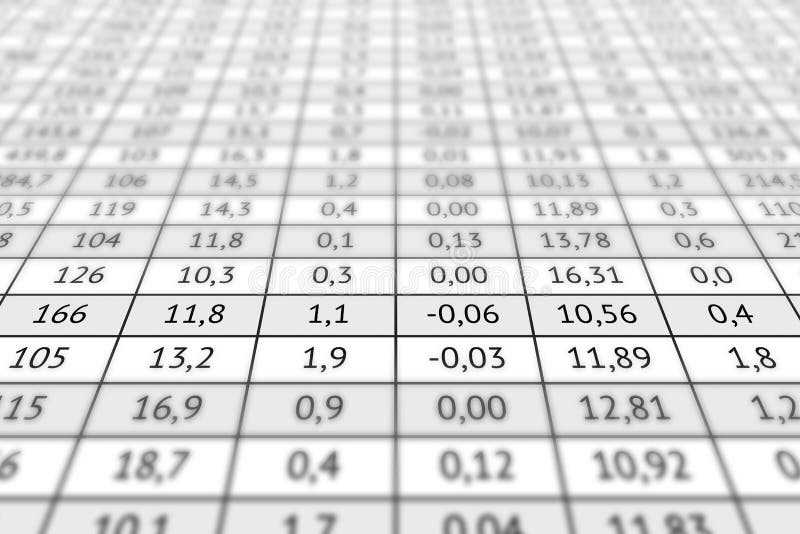 Tabela com dados numéricos foto de stock. Imagem de grande - 83128630