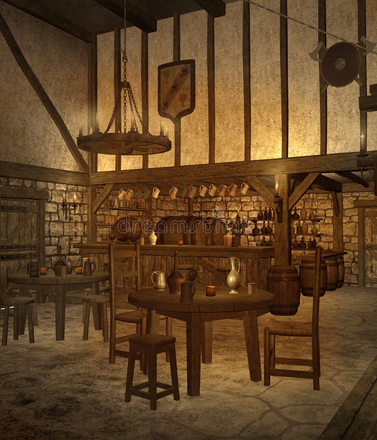Taberna medieval stock de ilustración. Ilustración de tumba - 6891571