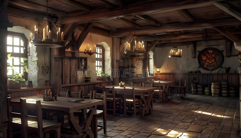 Taberna medieval stock de ilustración. Ilustración de casa - 311853945