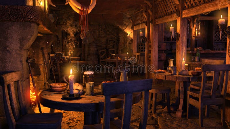 3.ª Ilustración De Una Taberna Medieval O De Una Posada Interior Con ...