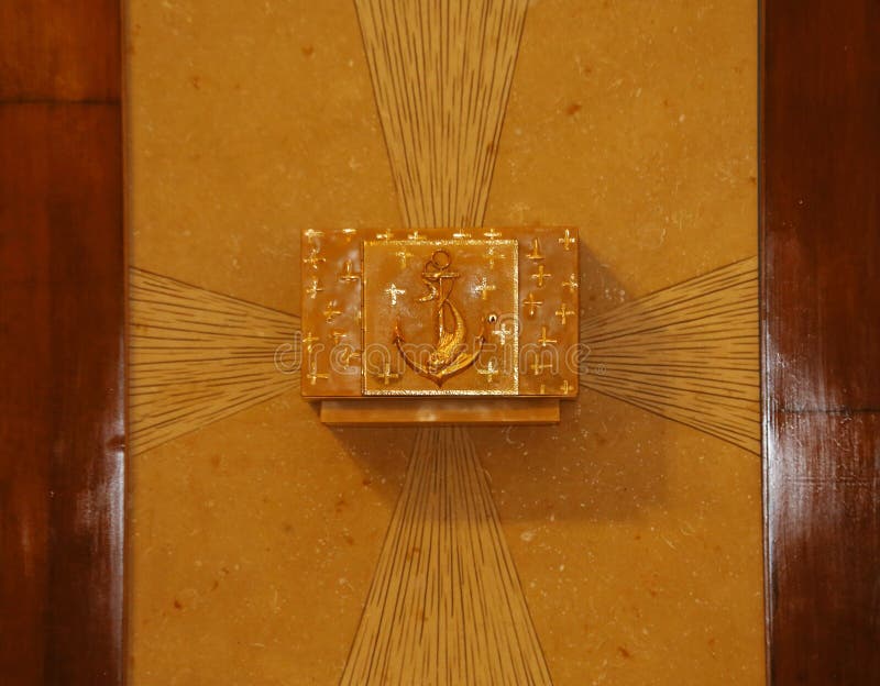 Tabernacle with the Consecrated Host into a European Church Stock Photo ...