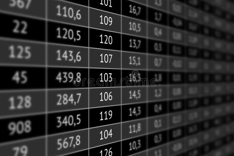 Tabla De Resumen Con Muchos Datos NumÃ©ricos Stock de ilustración ...