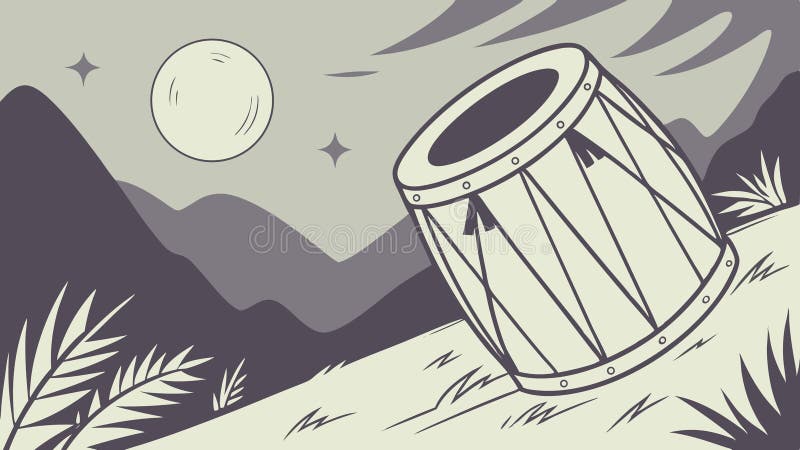 Tabla Drum with Cosmic Star Patterns and Moonlight, Vector Design ...