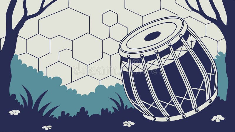 Tabla Drum with Geometric Hexagonal Pattern, Vector Design Generative ...