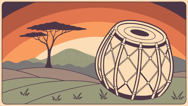 Tabla Drum in Savannah African Rhythms, Vector Design Generative AI ...