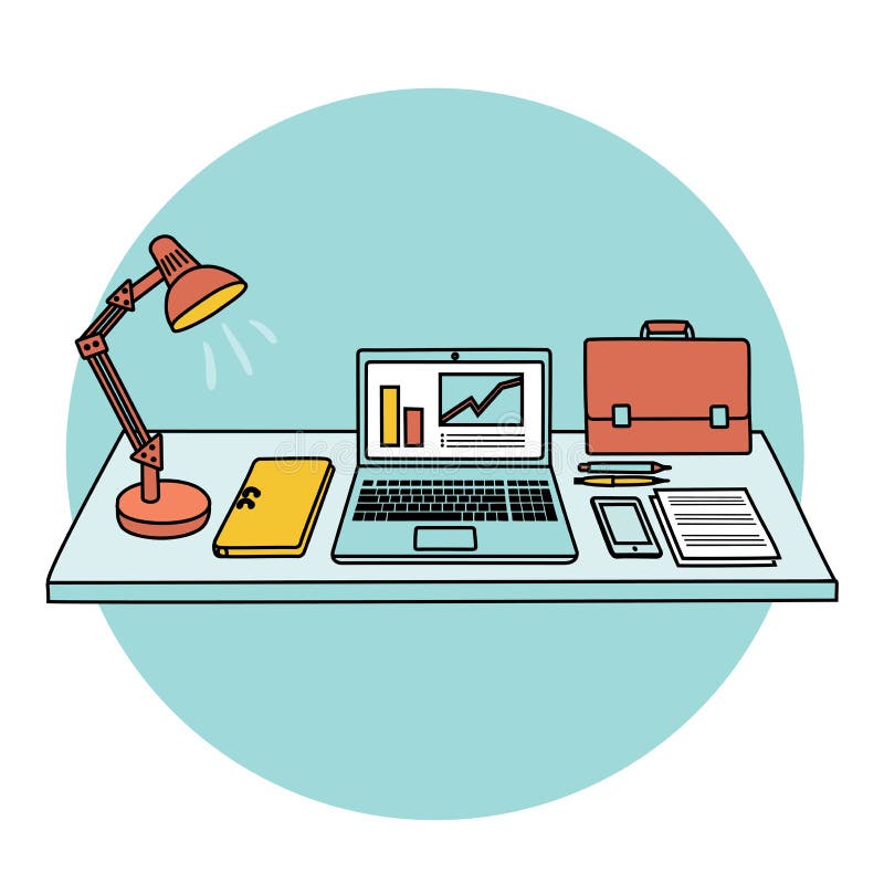 Materiales de oficina ilustración del vector. Ilustración de oficina ...