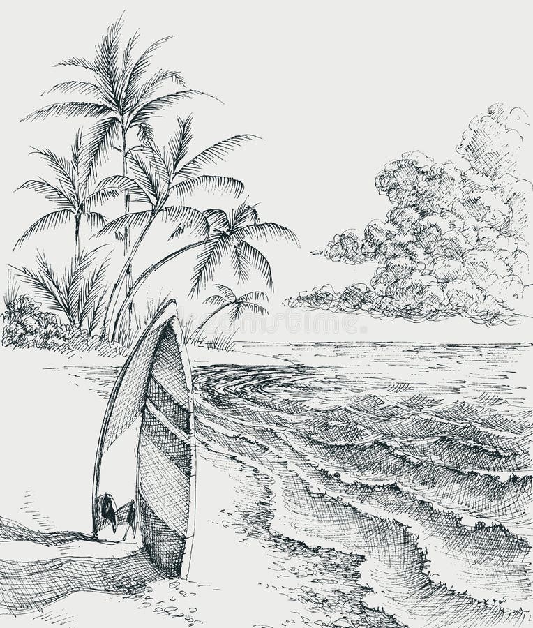 Tablas De Surf En El Mar De La Playa Y Palmeras Ilustración del Vector ... Tablas De Surf En El Mar De La Playa Y Palmeras Ilustración del Vector ...