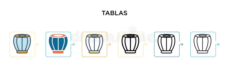 Tablas Vector Icon in 6 Different Modern Styles. Black, Two Colored ...