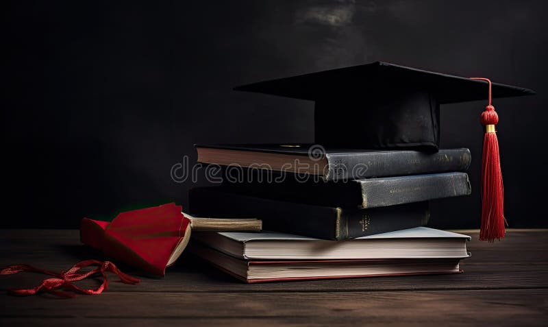 A Table Adorned with a Graduation Cap, Diploma and Books. Creating ...