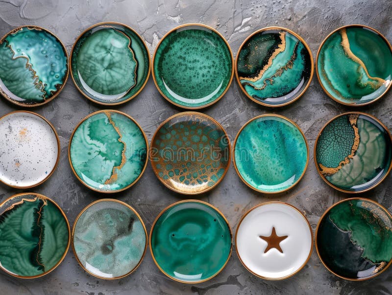 Table Adorned with Green Designer Plates. Stock Illustration ...