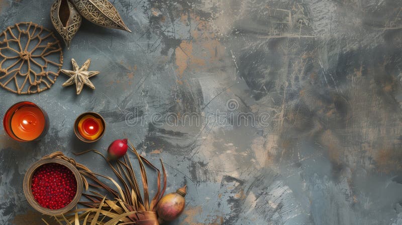 A Table Adorned with Lit Candles and Assorted Decorative Items Stock ...