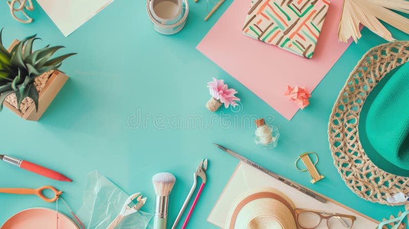 A Table Adorned with Plants, Yarn, and Various Items for Flower ...