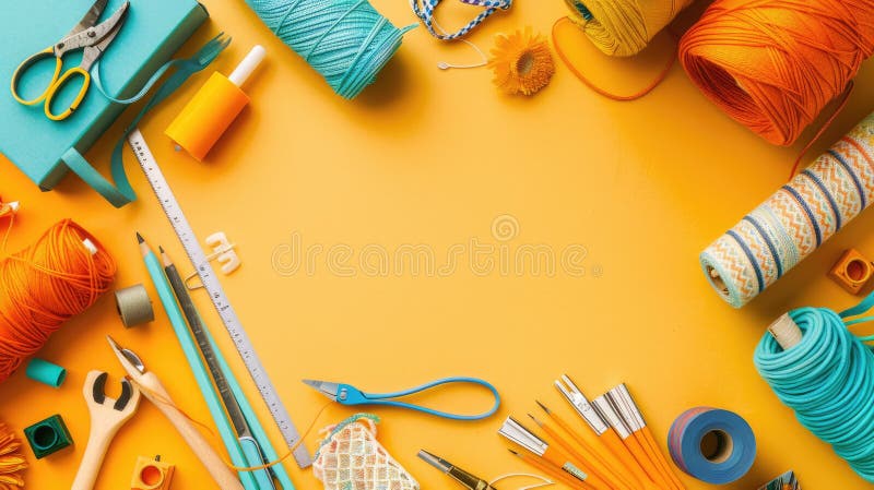 A Table Adorned with Plants, Yarn, and Various Items for Flower ...