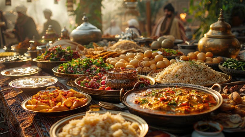 Table adorned with variou stock illustration. Illustration of rich ...