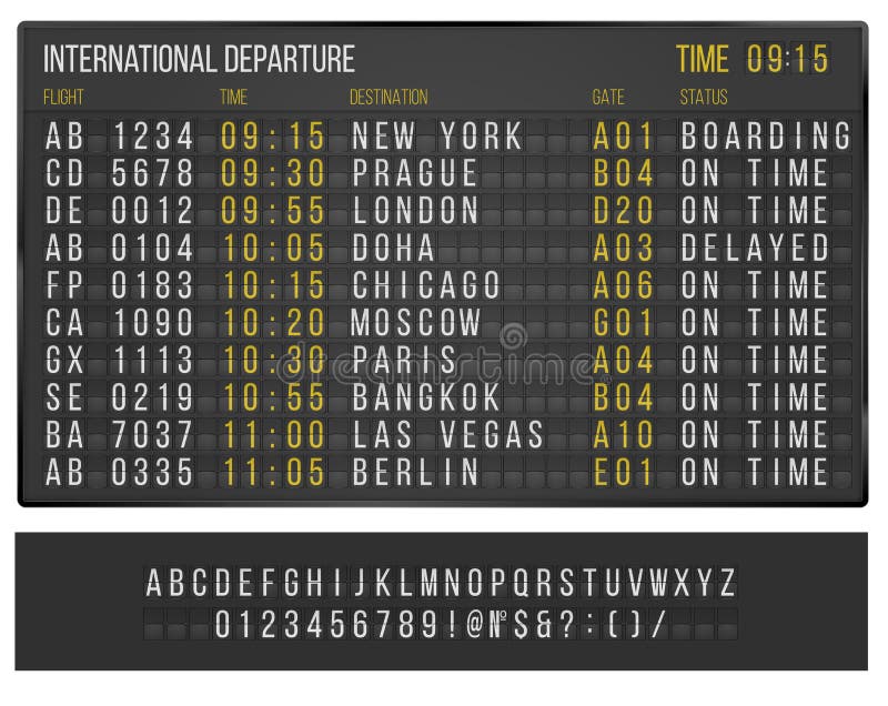 Airport board stock vector. Illustration of font, journey - 55572149