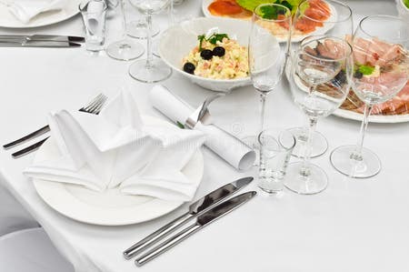Table Appointments for Dinner in Restaurant Stock Image - Image of ...