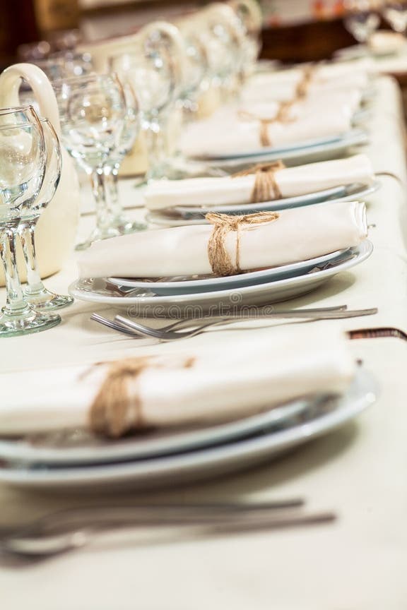 Table Appointments at a Restaurant Stock Image - Image of service, dish ...