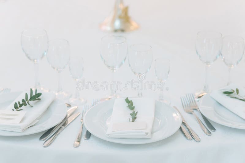 Table Appointments in Restaurant. Wedding Decoration with Floral ...