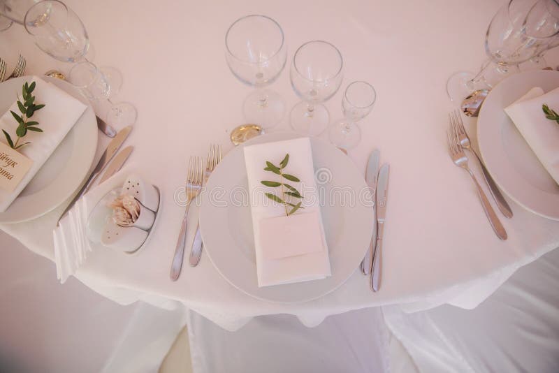 Table Appointments in Restaurant. Wedding Decoration with Floral ...