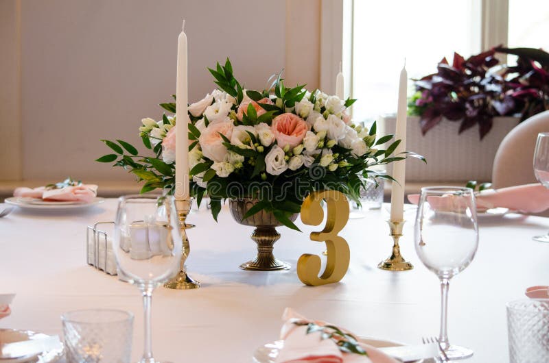 Table Appointments for Wedding in Restaurant Stock Photo - Image of ...