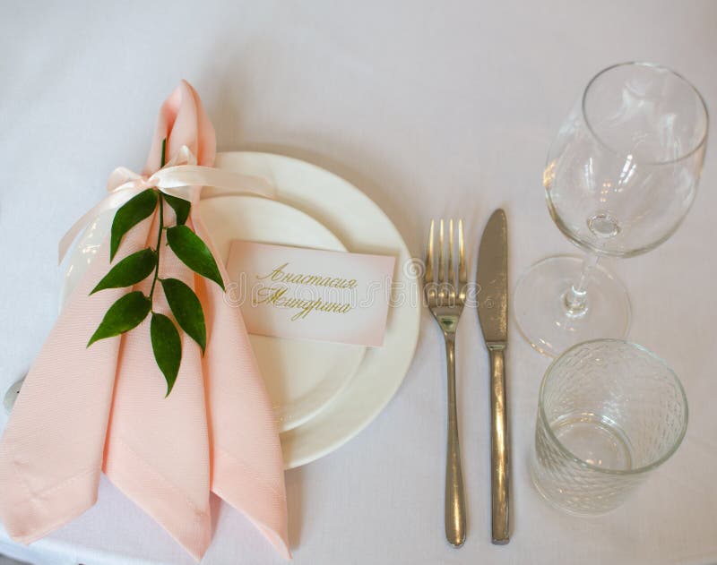 Table Appointments for Wedding in Restaurant Stock Image - Image of ...