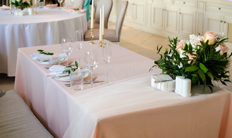 Table Appointments for Wedding in Restaurant Stock Image - Image of ...