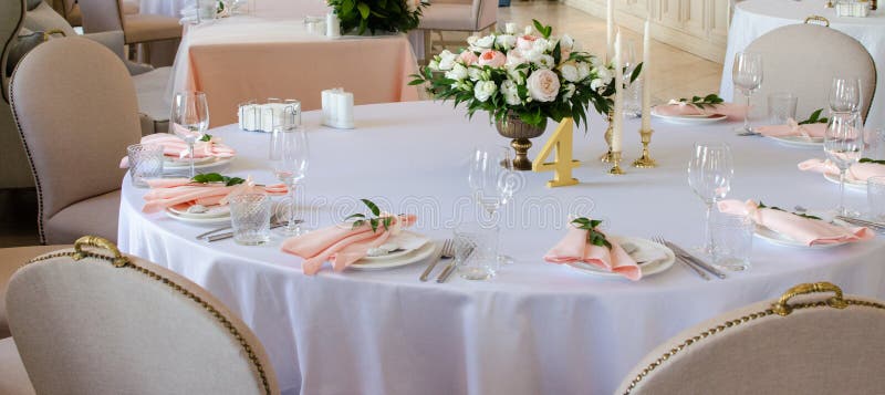 Table Appointments for Wedding in Restaurant Stock Photo - Image of ...