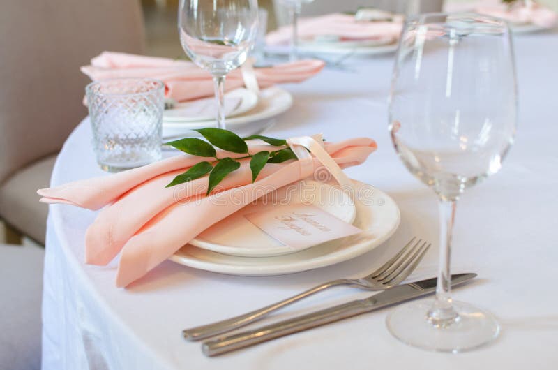 Table Appointments for Wedding in Restaurant Stock Image - Image of ...