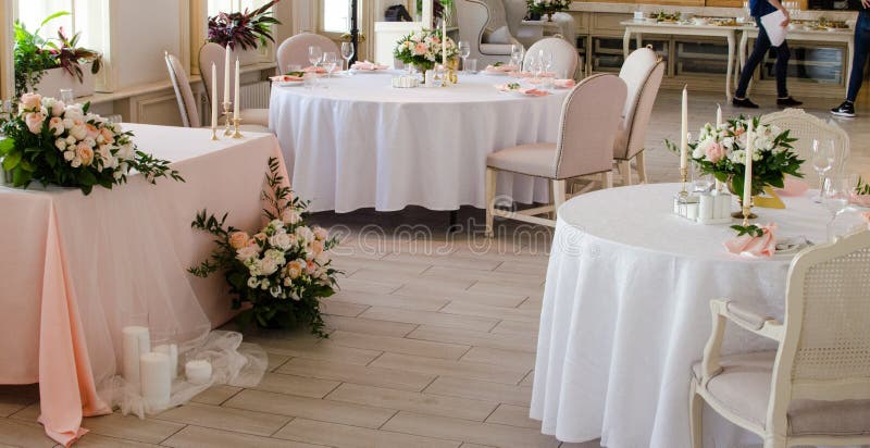 Table Appointments for Wedding in Restaurant Stock Photo - Image of ...