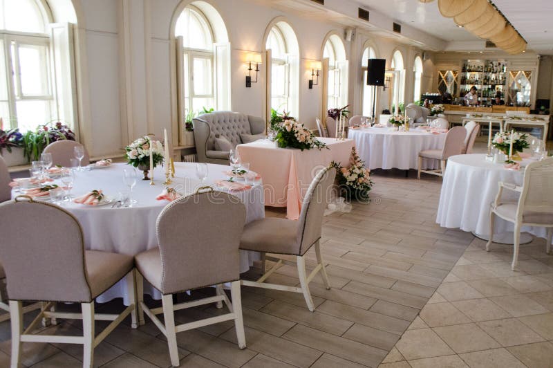 Table Appointments for Wedding in Restaurant Stock Image - Image of ...