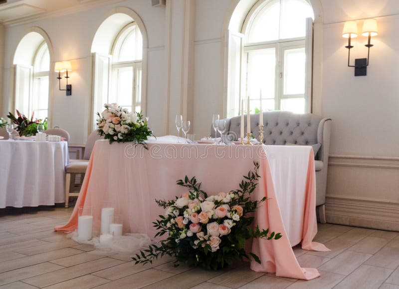 Table Appointments for Wedding in Restaurant Stock Photo - Image of ...