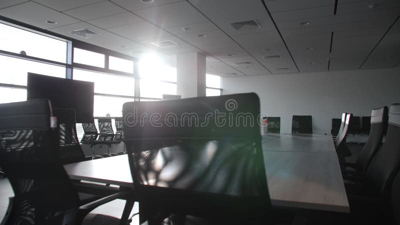 Table with Armchairs and Digital Screen in Conference Hall Stock ...