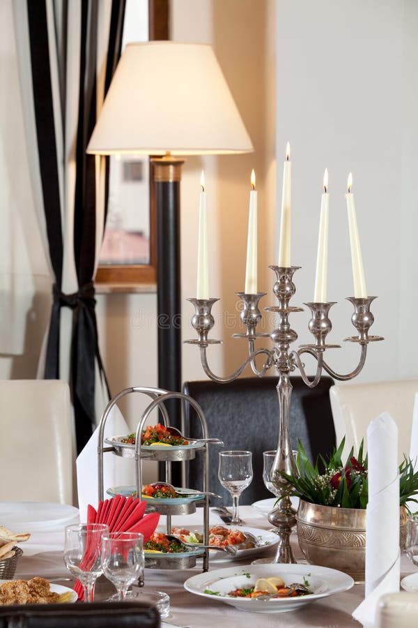 Table arrangement stock image. Image of candles, beautiful - 12062473