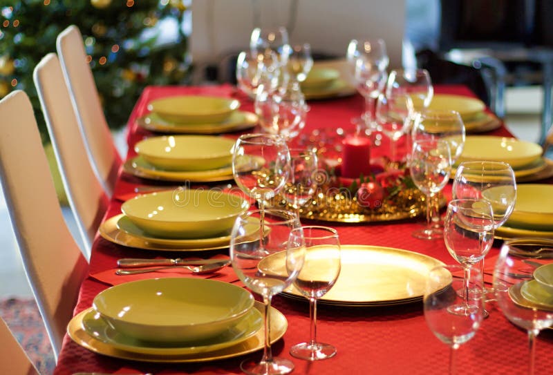 Table Arrangement for Holidays Lunch Stock Image - Image of daylight ...