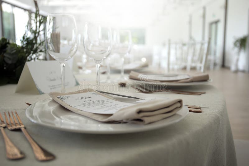 Table Arrangement Ready for Dinner Stock Image - Image of wedding ...