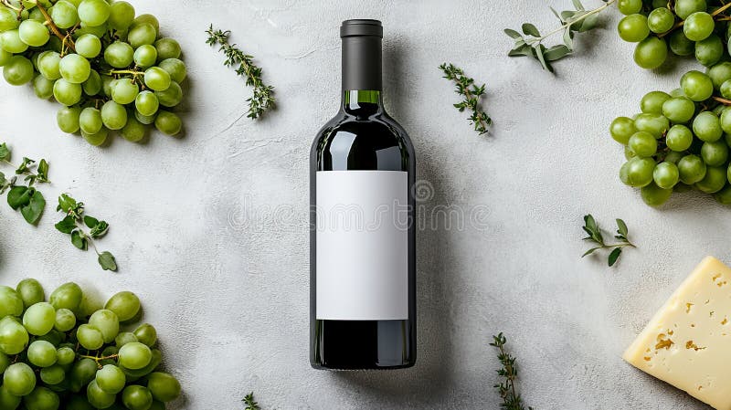 On a Table, an Array of Fruits and Herbs Accompanies a Bottle of Wine ...