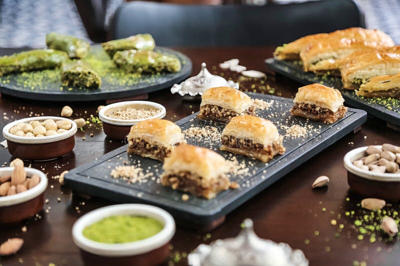 Table with Assorted Topped Plates of Food Stock Photo - Image of food ...